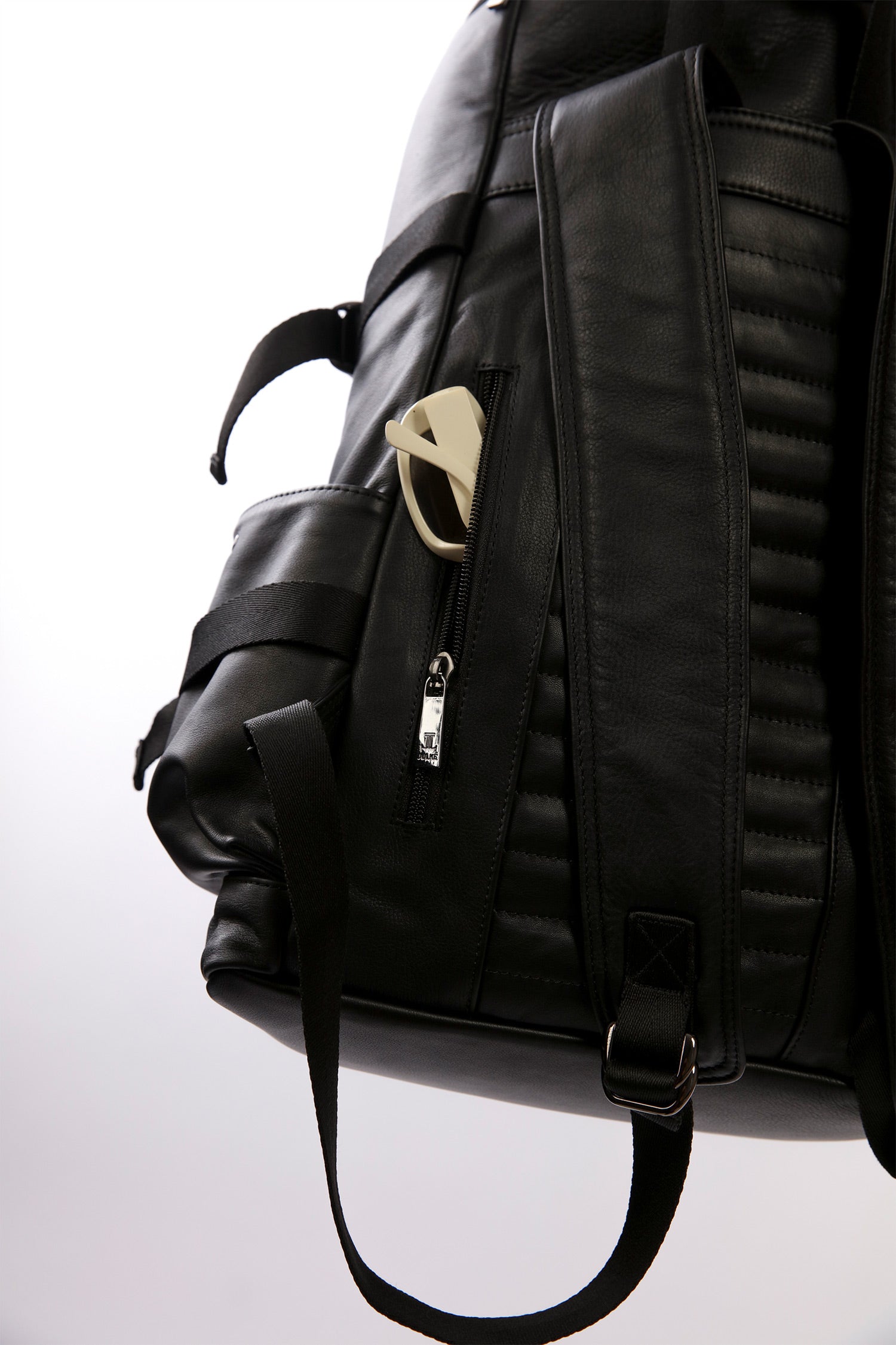 Atom - Leather Travel Backpack In Black & Meteor Grey | JULKE