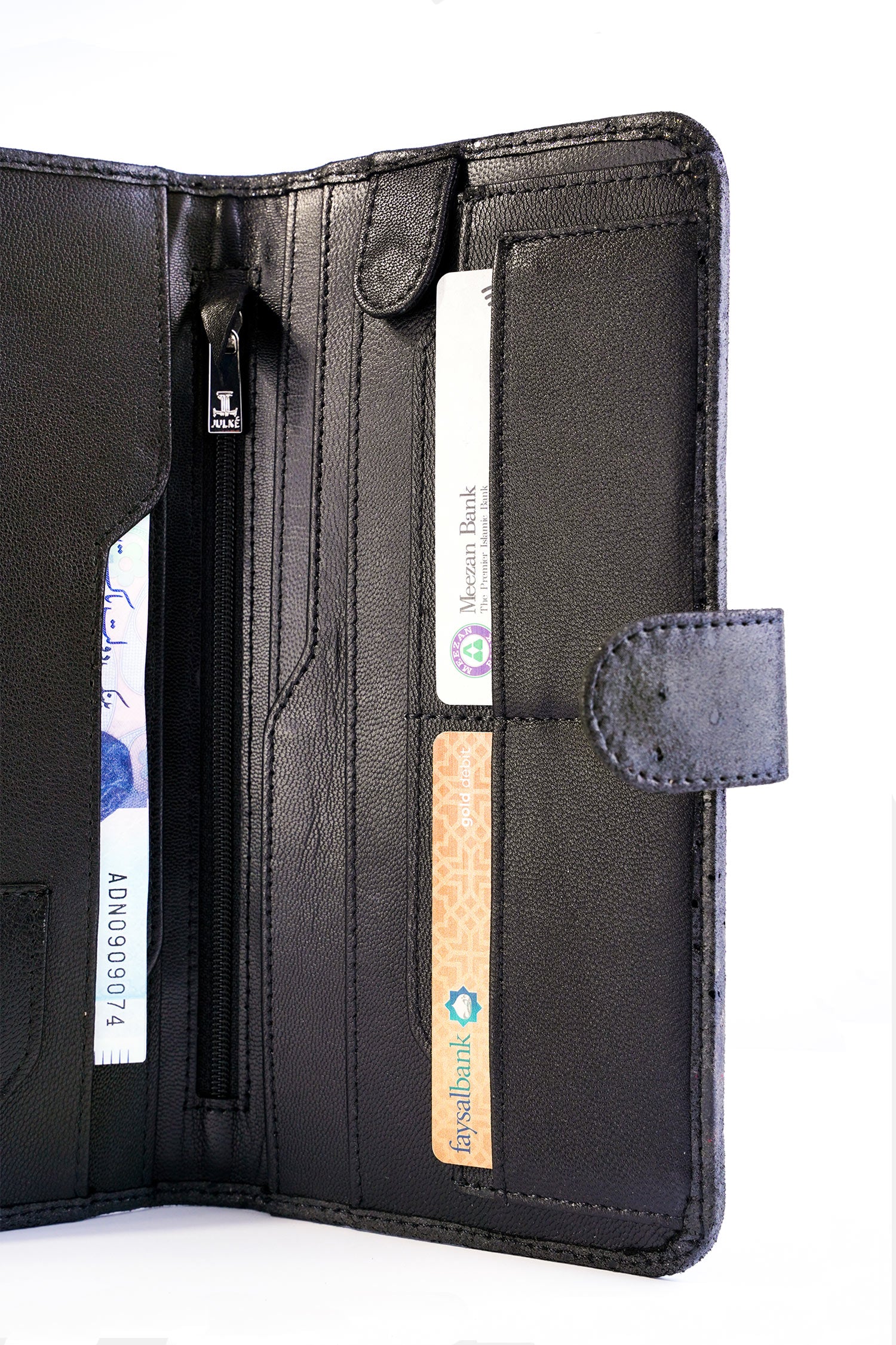 Polly - Womens Leather Long Wallet in Yellow & Black | JULKE