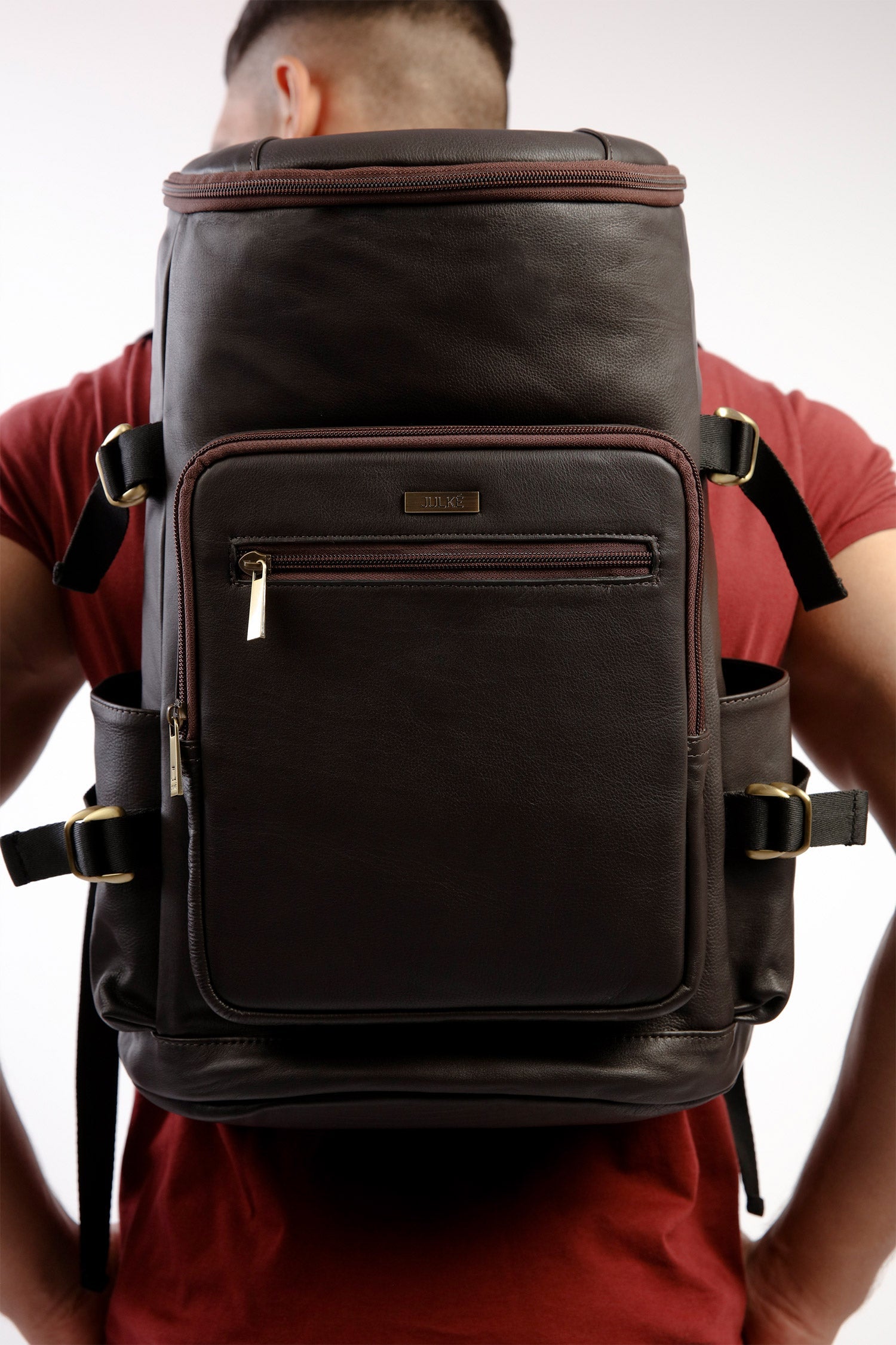 Atom - Leather Travel Backpack In Black & Meteor Grey | JULKE